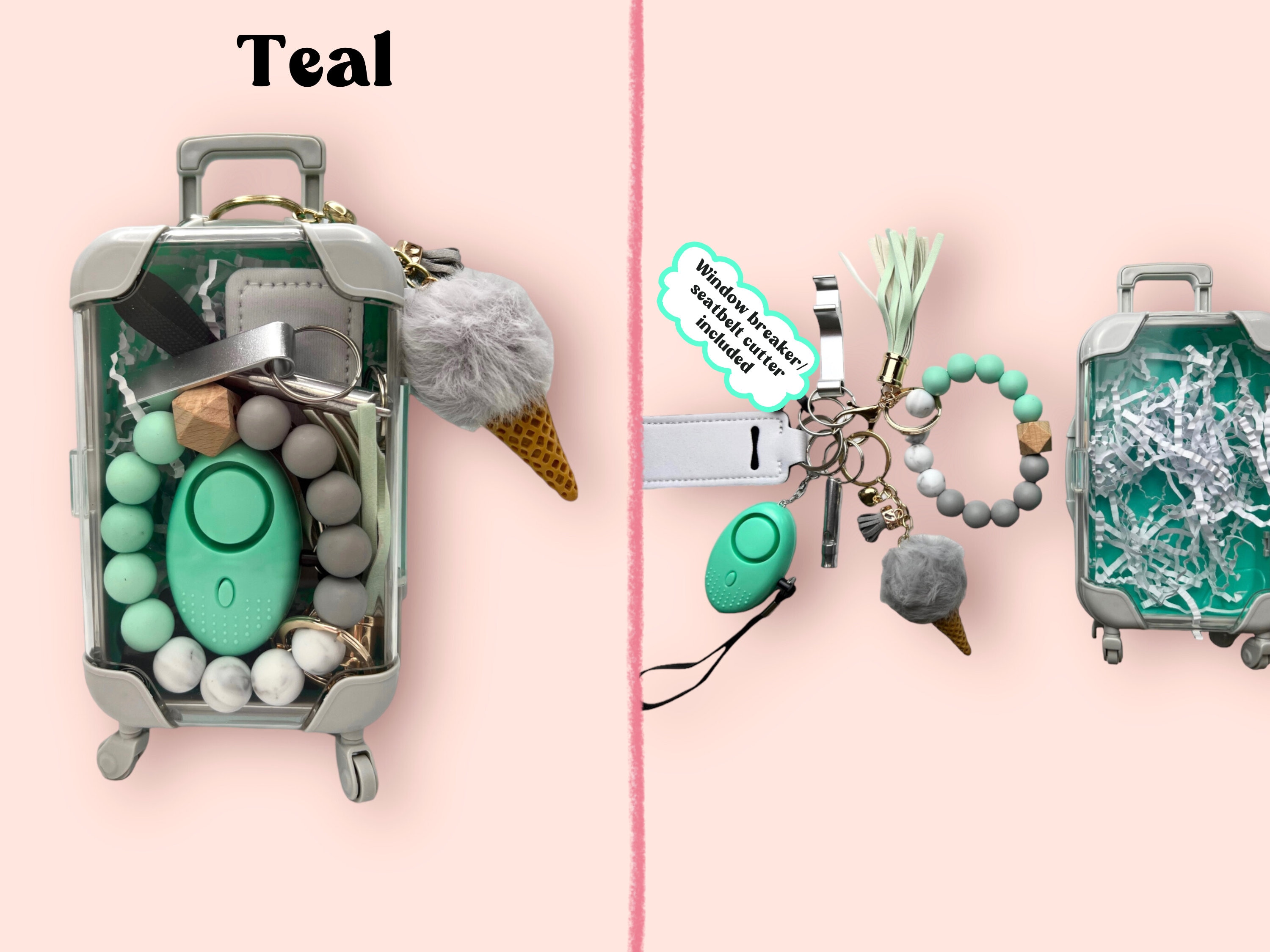 Mini Suitcase Safety Keychain, Gift for Women and Teens, Unique Gift, Gift Idea, Beaded Keychain ...