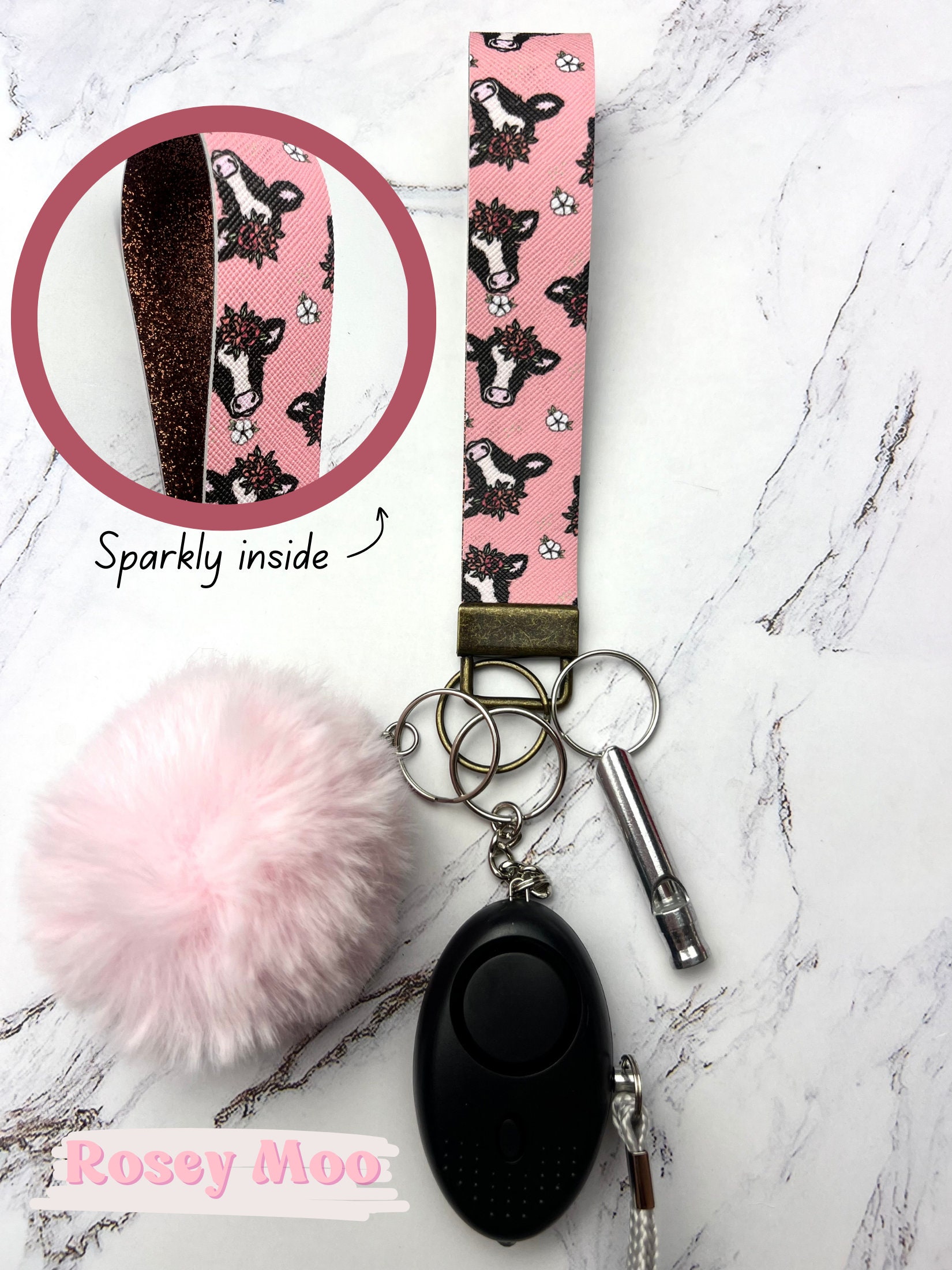 Safety Keychain Faux Leather, Personal Alarm, Women Keychain, Gift for ...