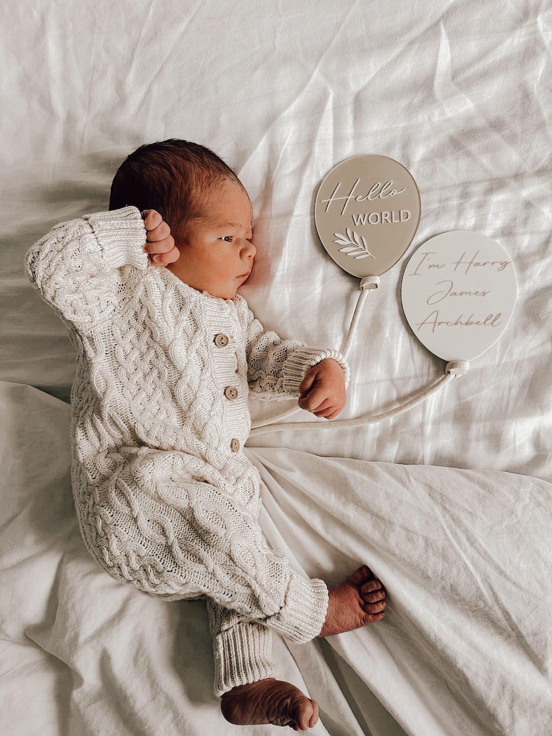 Baby Name Balloon Disc | Hello World | New Baby Photo Prop | Acrylic ...