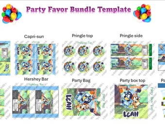 Bluey Party Favor Bundle Digital Editable Design - Etsy