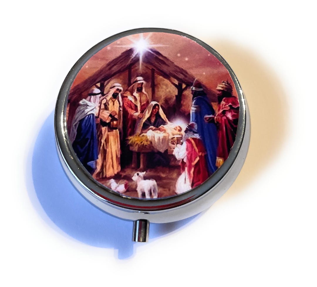 Christmas Nativity Birth BELEN Medicine Box Vitamins Gum Tic Tacs Mints ...