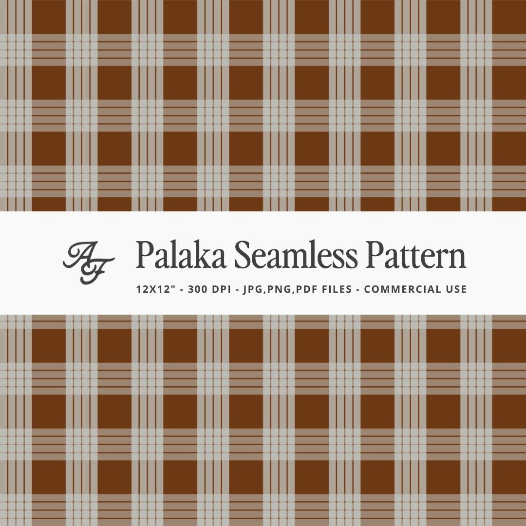 Palaka Seamless Pattern - Brown Baby Blue, Hawaiian Print, Repeat ...