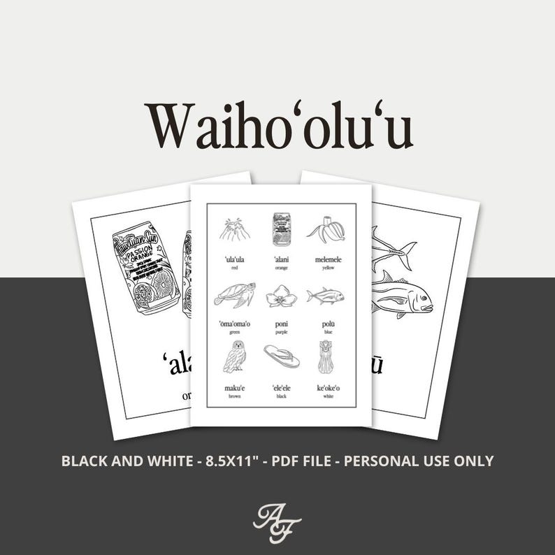 Hawaiian Colors Printable - ʻŌlelo Hawaiʻi Coloring Page, Preschool ...