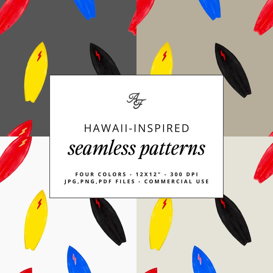 Surfboard Seamless Pattern Colorful Retro Board, Repeat Background ...