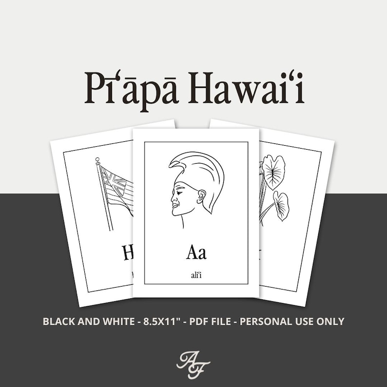 Hawai‘i Pī‘āpā Printable - Hawaiian Alphabet Coloring Page, ʻŌlelo ...