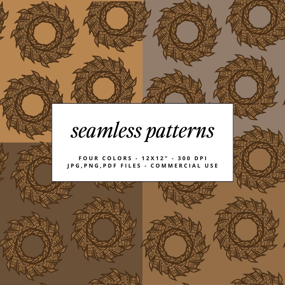 Coconut Hat Seamless Pattern - Palm Leaf, Papale Design, Tropical ...