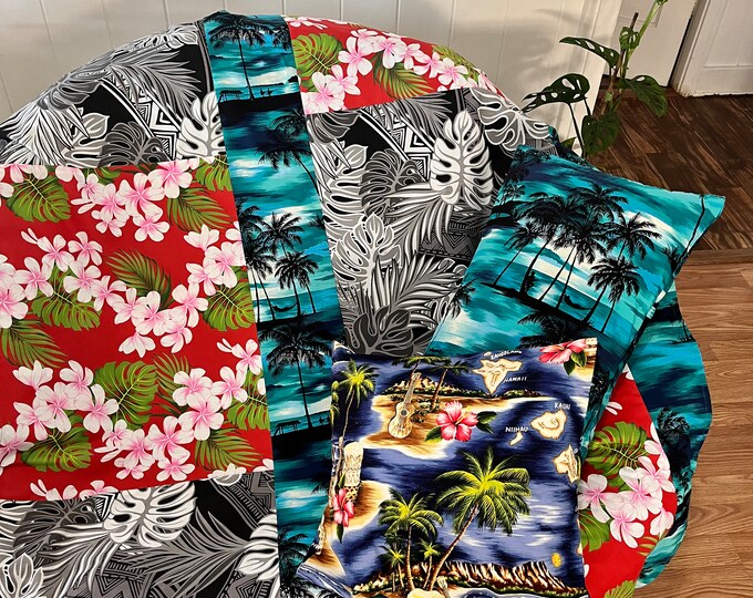 Hawaiian Print Throw Blanket 100% Handmade - Etsy