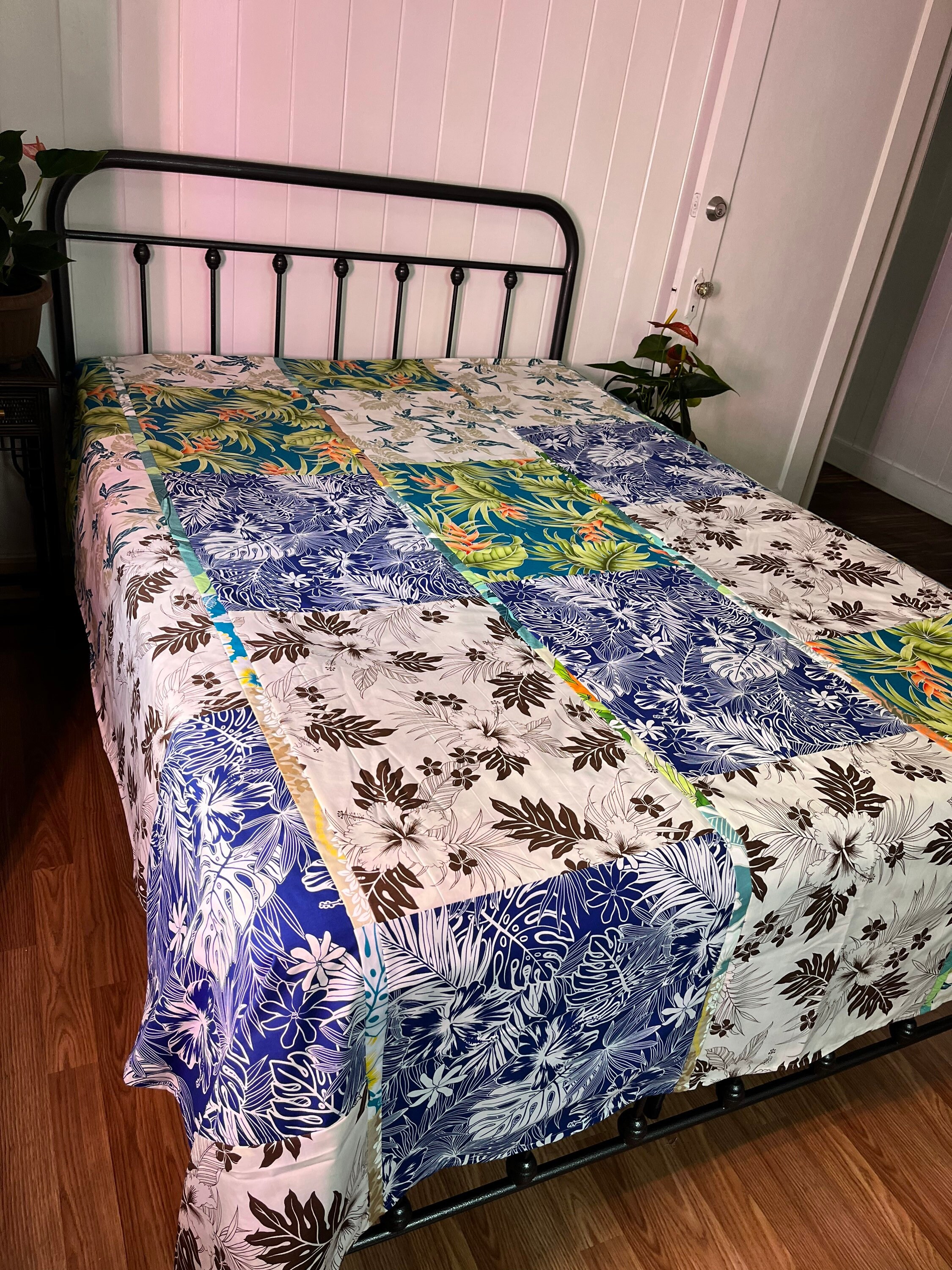 Handmade Patchwork Hawaiian Print King Size Blanket - Etsy