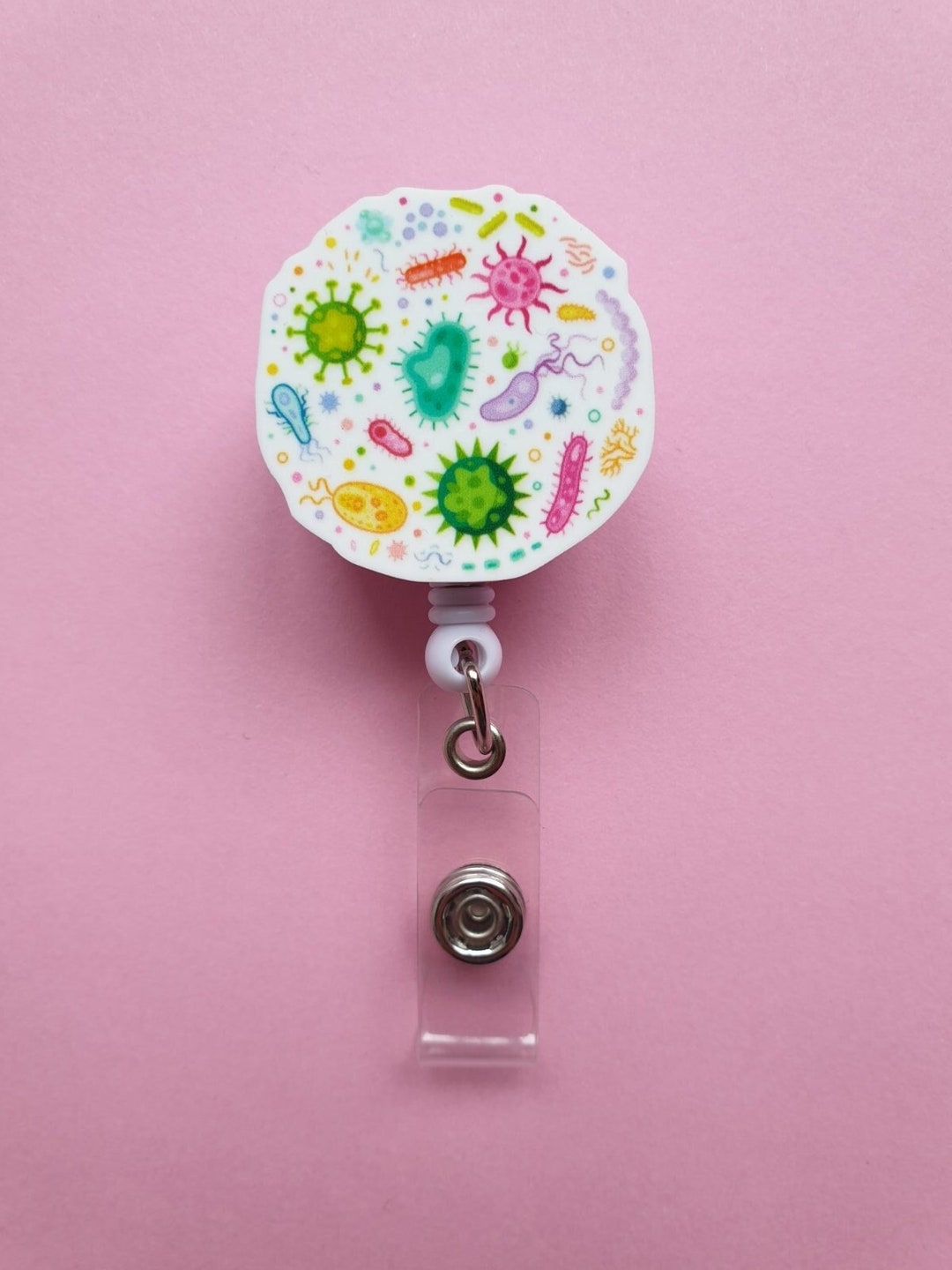 Virus Card Holder, Lab Tech Badge Reel, Lab Scientist Gift, Bacteria ...