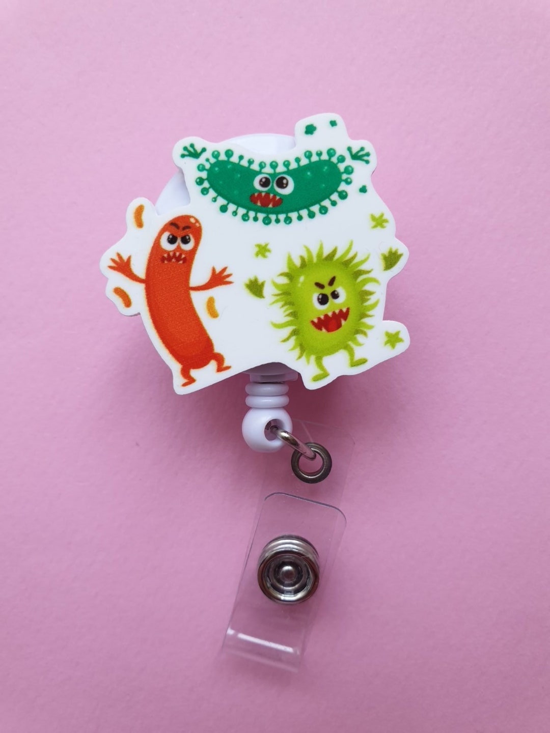 Bacteria Card Holder, Lab Tech Badge Reel, Lab Scientist Gift, Germs ...