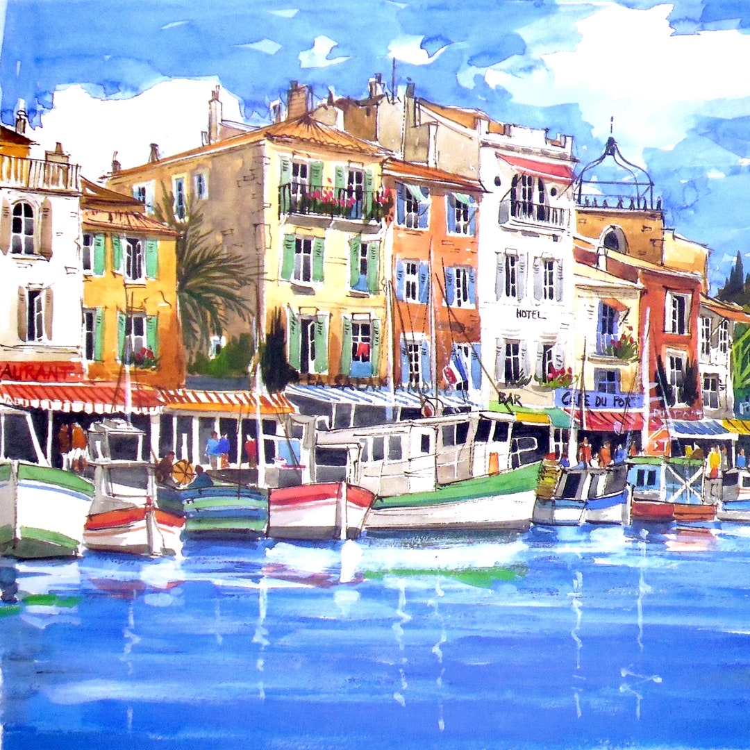 Postcard Watercolor PELLETIER of the Port of Cassis CC78 - Etsy