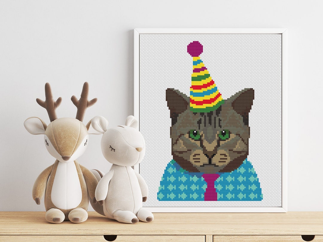 Funny Grumpy Birthday Cat Cross Stitch Pattern PDF, Easy Stitching ...