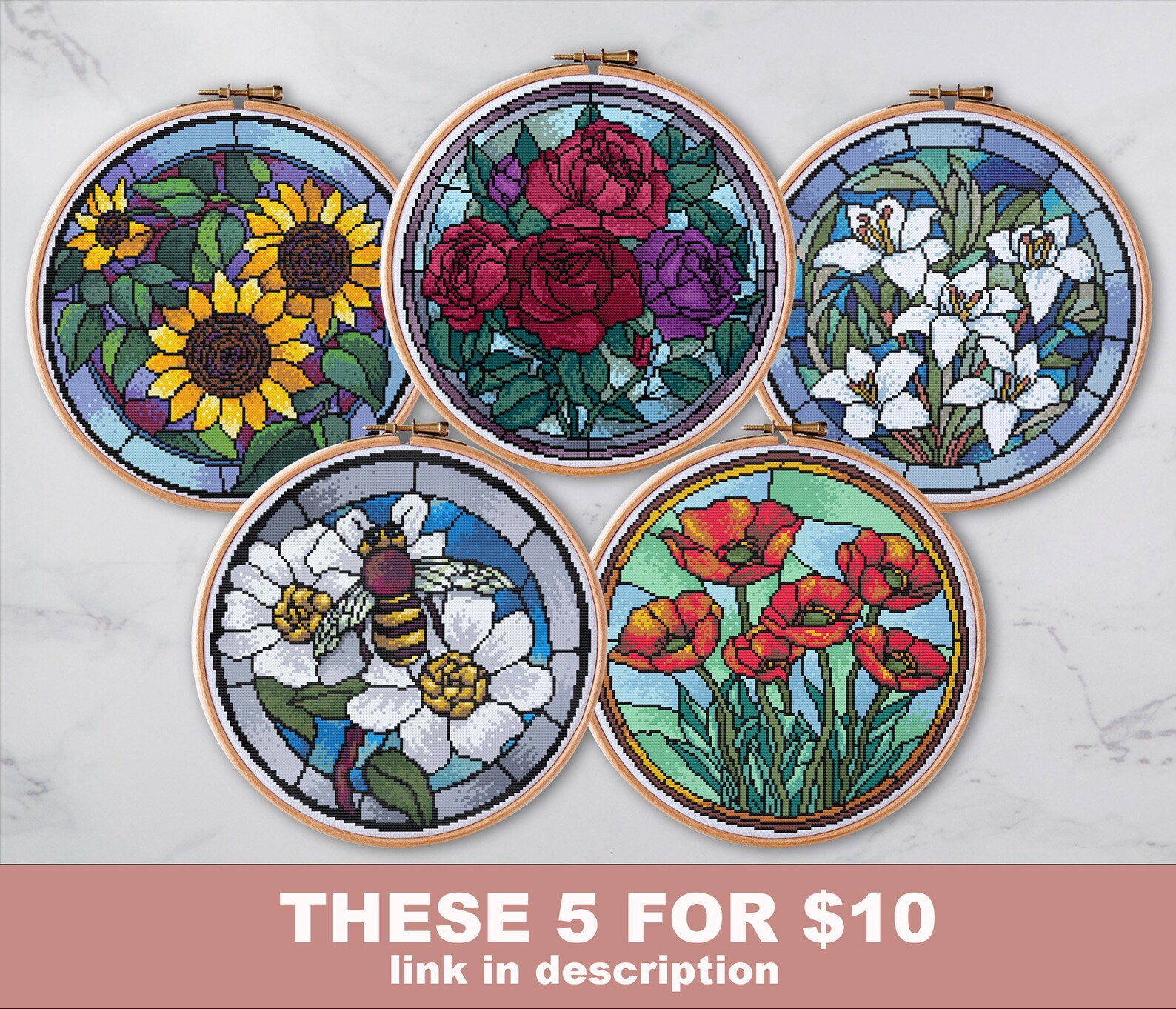 Sunflowers Cross Stitch PDF Pattern. Modern Watercolor Floral Hand ...