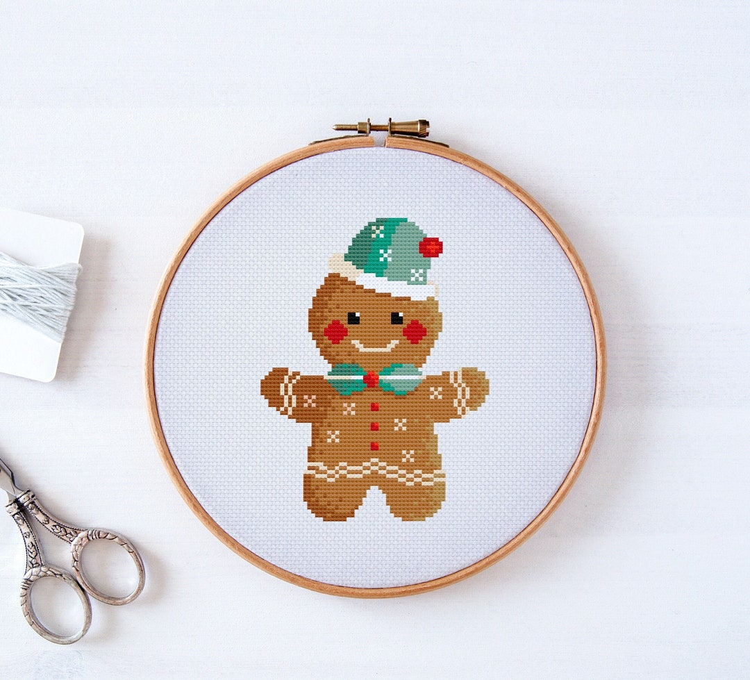 Christmas Gingerbread Man Cross Stitch PDF Pattern - Cute Festive ...