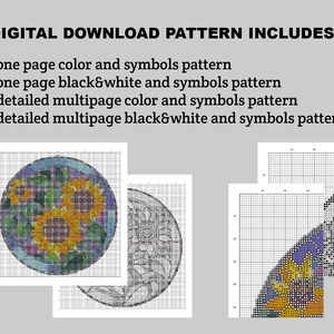 Sunflowers Cross Stitch PDF Pattern. Modern Watercolor Floral Hand ...