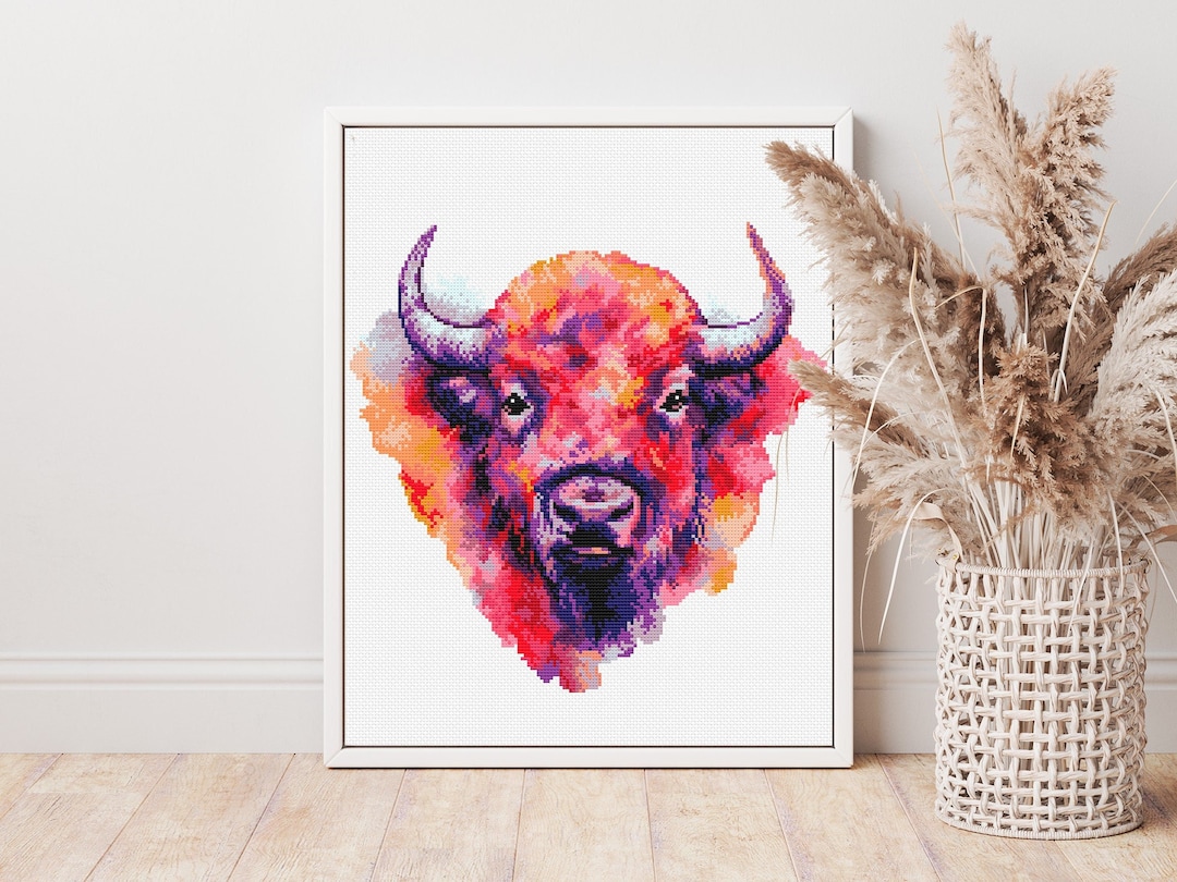 Watercolor Buffalo Cross Stitch Pattern PDF | Digital Download | Easy ...