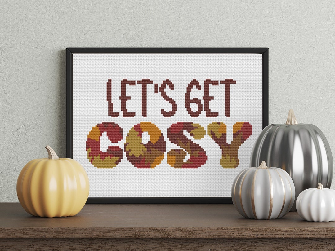 Autumnal Cross Stitch Pattern PDF, Modern Boho Fall Embroidery Design ...