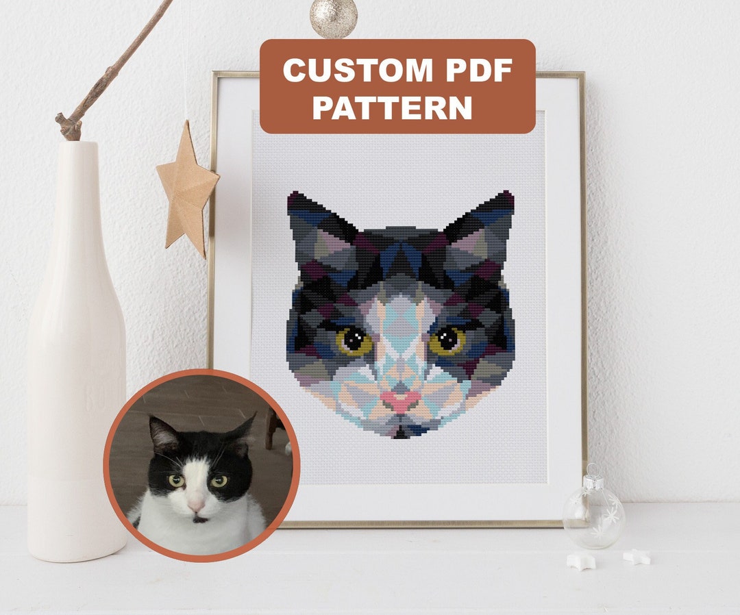 Custom Cat Portrait Cross Stitch PDF Pattern From Your Photo, Unique ...