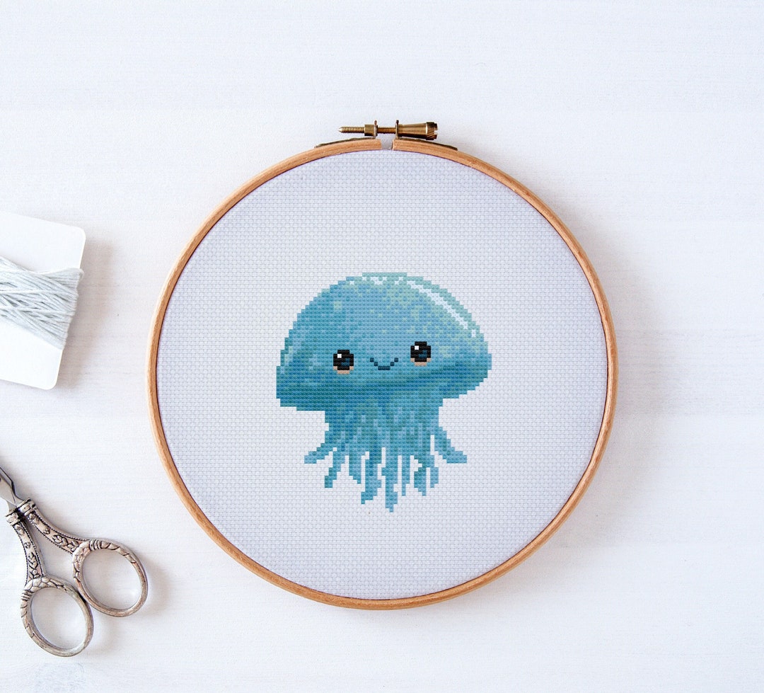 Adorable Baby Jellyfish Cross Stitch PDF Pattern, Cute Watercolor ...