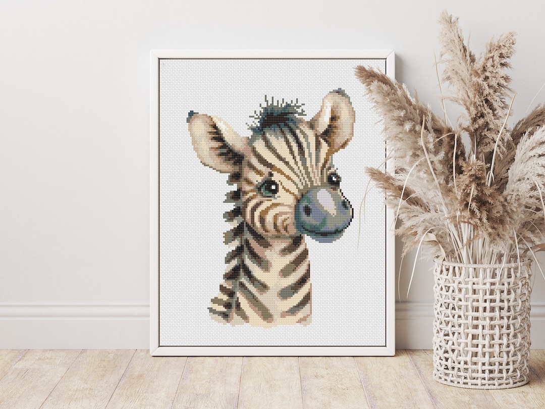Cute Baby Zebra Cross Stitch Pattern PDF, Watercolor Design, Counted ...
