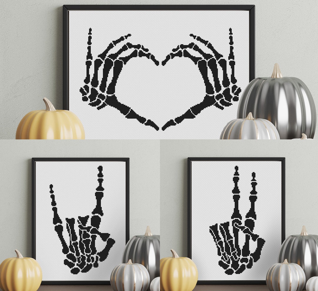 Bones Cross Stitch Patterns PDF Bundle, Funny Halloween Counted Cross ...