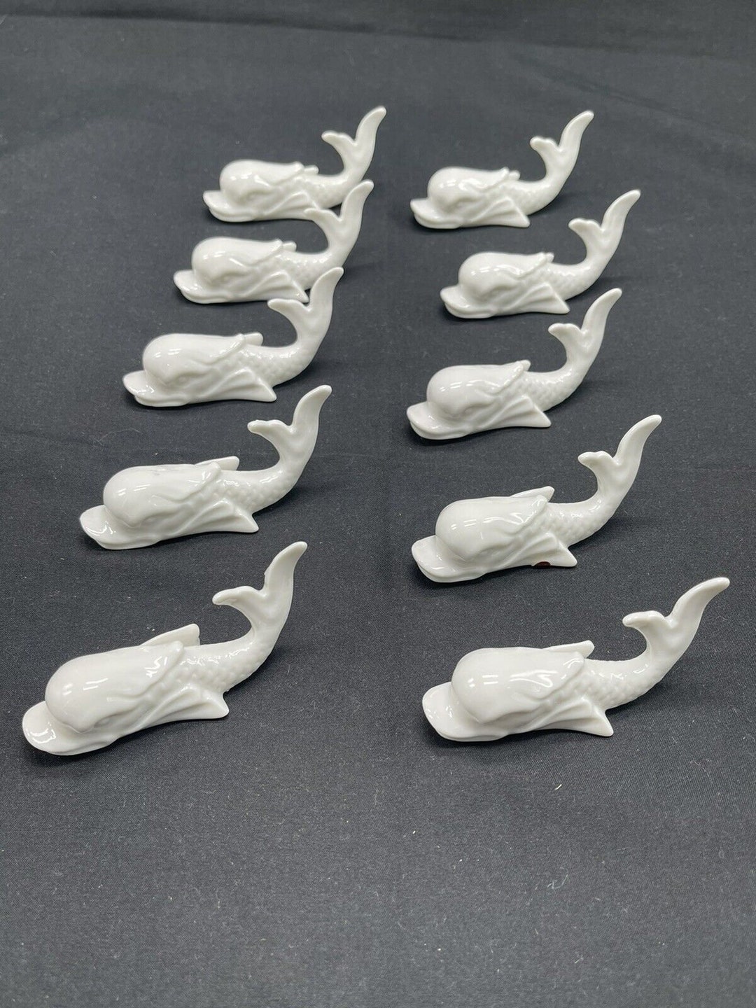 MCM Koi Fish Place Card Holders White Bone China Made in Japan Set of ...