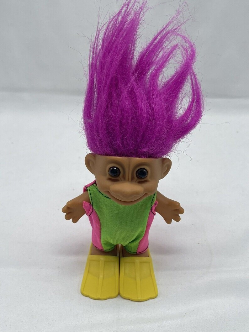 Vintage Russ Troll Doll 1980's Scuba Diver No Snorkel Mask Fins Pink ...