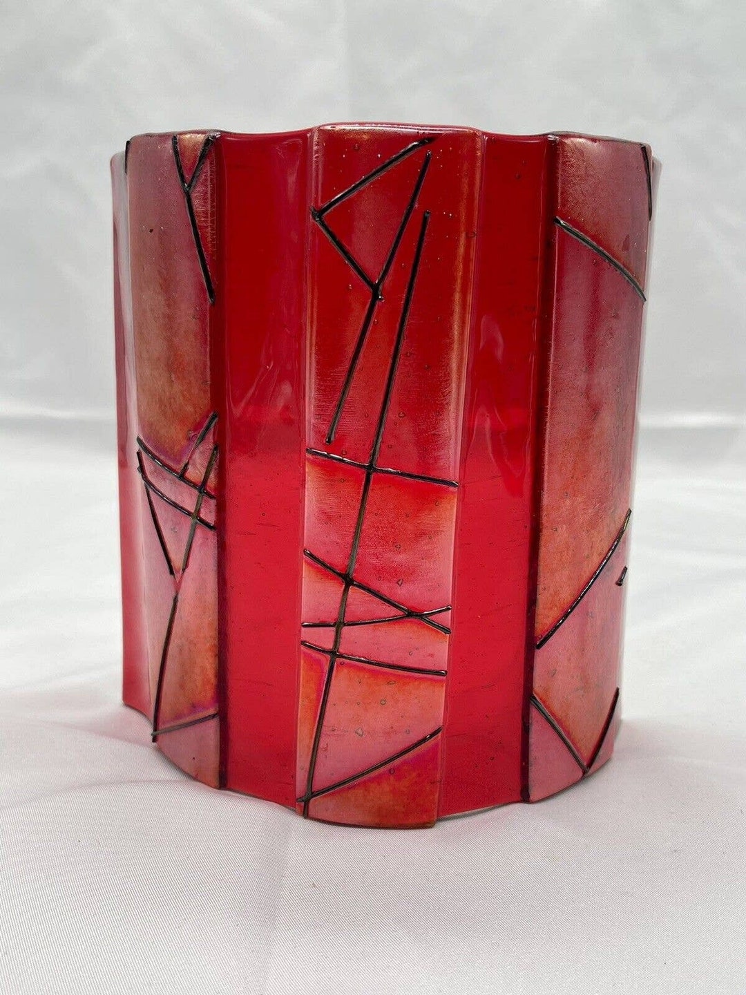 Handmade Fused Art Glass Half Candle Sleeve, Red, 6 Tall - Etsy