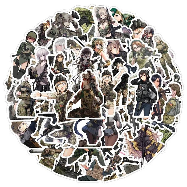 Anime Military Girl Sticker Army Girl Stickers Anime Soldier Sticker ...
