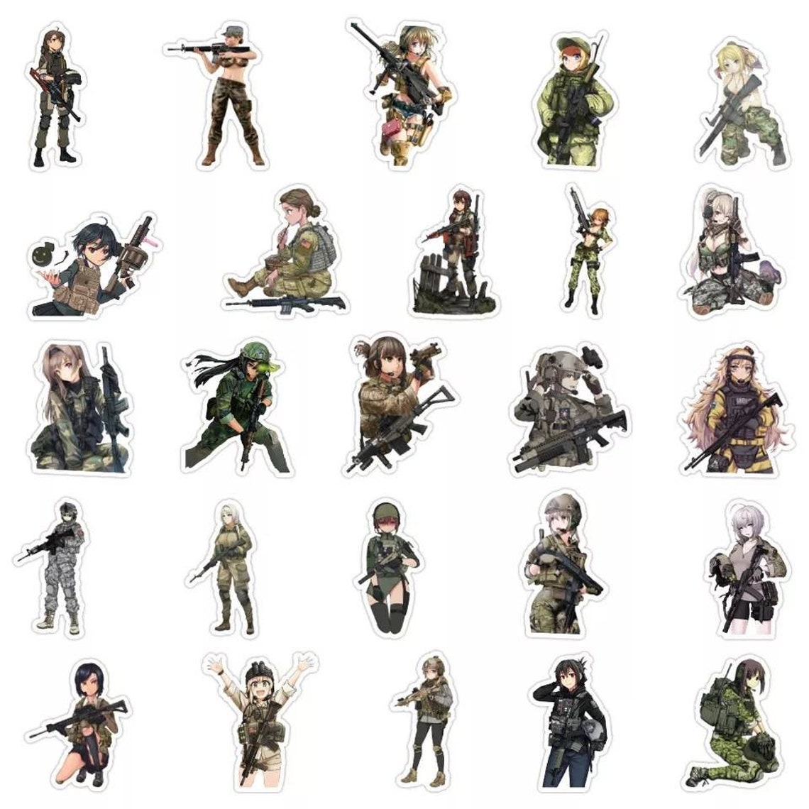 Anime Military Girl Sticker Army Girl Stickers Anime Soldier Sticker ...