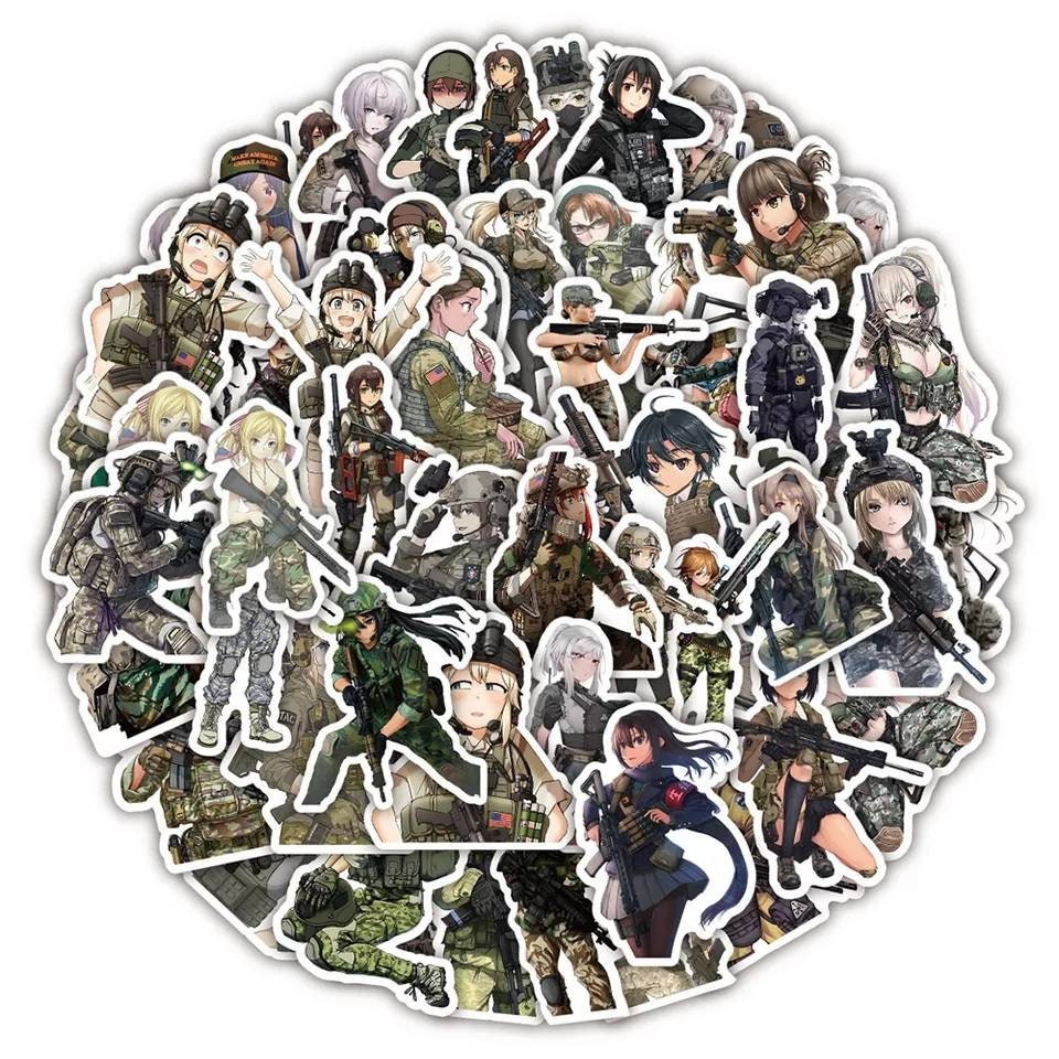 Anime Military Girl Sticker Army Girl Stickers Anime - Etsy