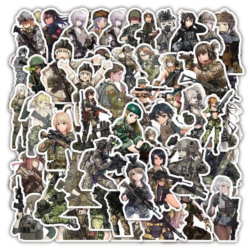 Anime Military Girl Sticker - Army Girl Vinyls - Anime Decals - Anime ...