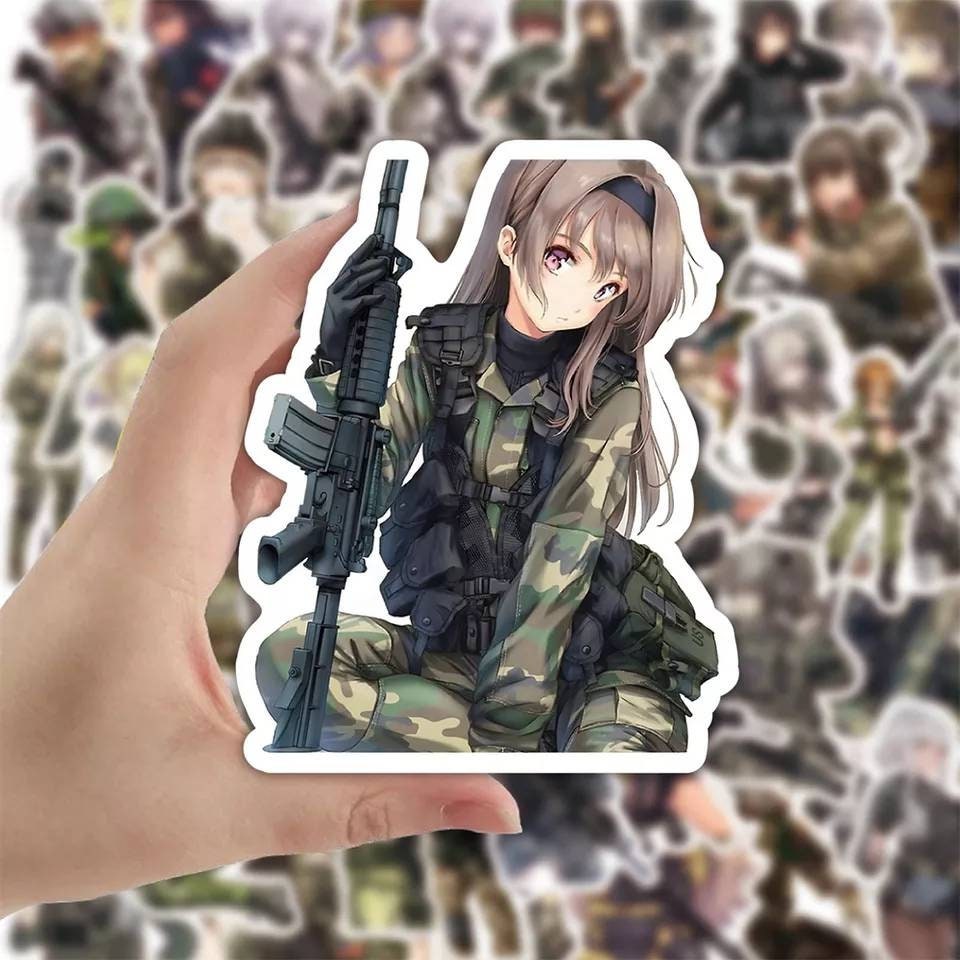 Pegatina de chica militar de anime pegatinas de chica del ejército ...