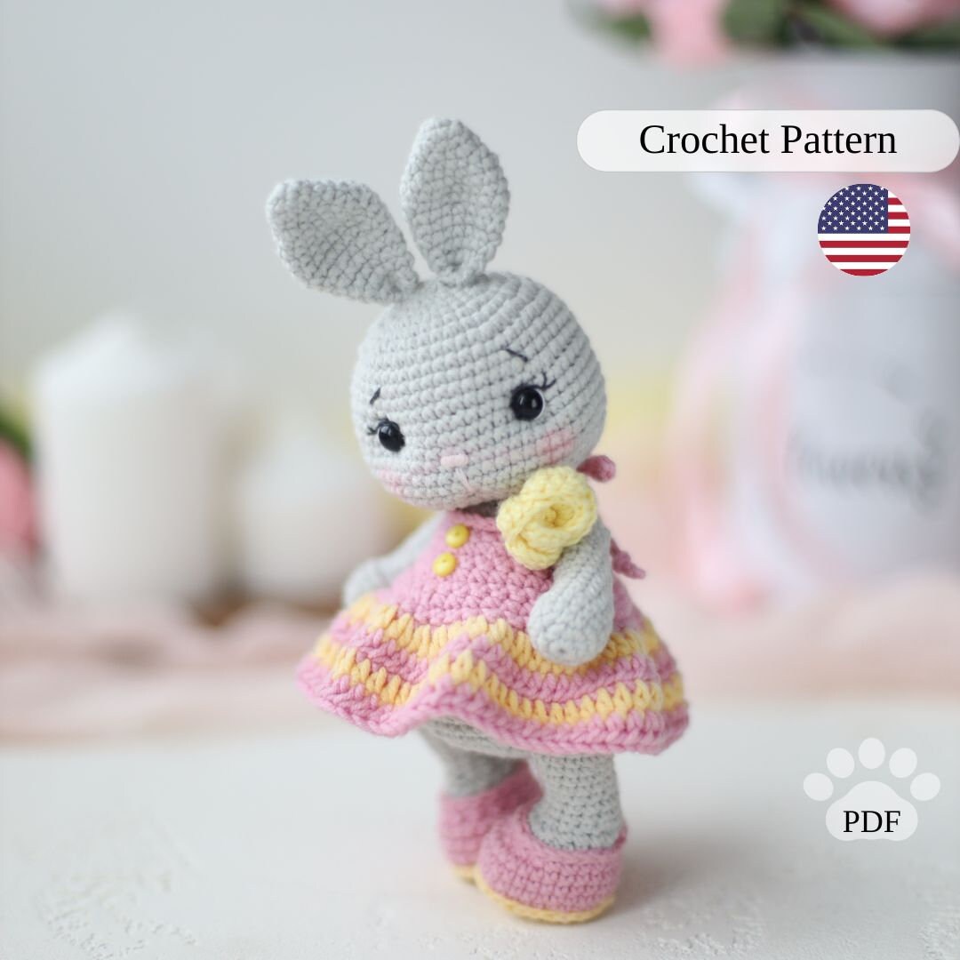 Bunny Crochet Pattern. Amigurumi Bunny in a Dress. Cute Amigurumi ...