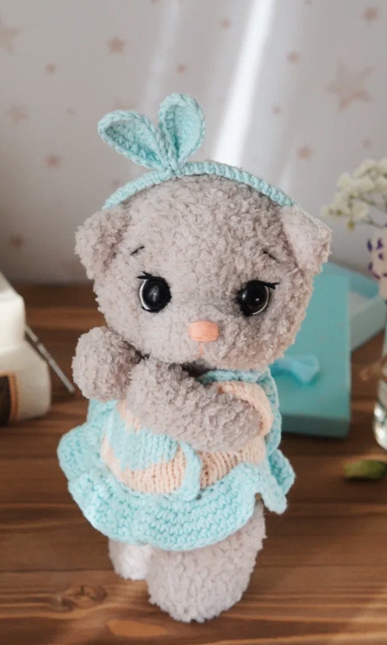 Amigurumi Cat Crochet Pattern, Plush Kitten Toy With Clothes (PDF), DIY ...
