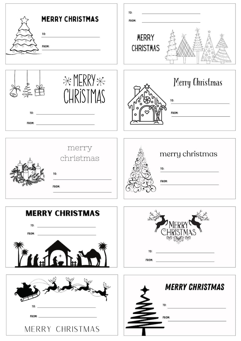 Christmas Printable Color Gift Tags - Etsy