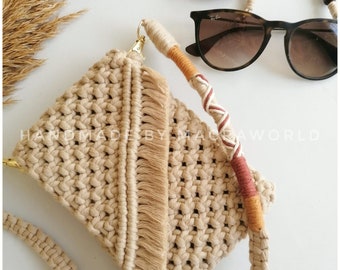 Macrame Phone Bag, Handmade Macrame Purse Bag, Crossbody Phone Bag ...