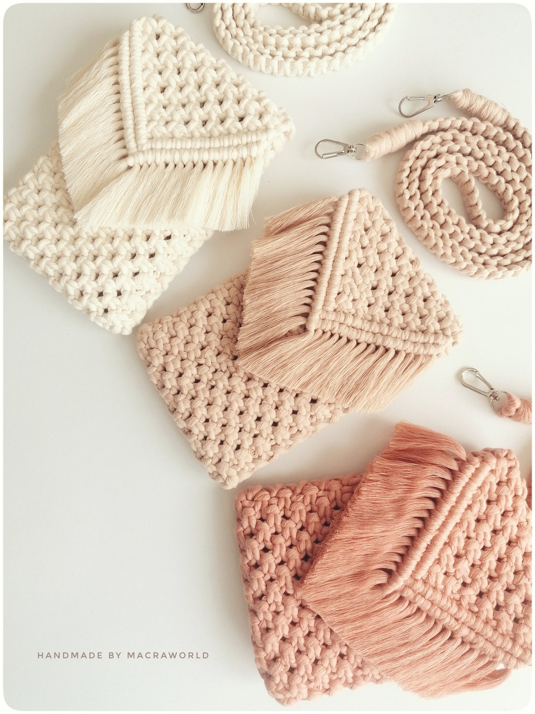 Macrame Phone Bag, Handmade Macrame Purse Bag, Crossbody Phone Bag ...
