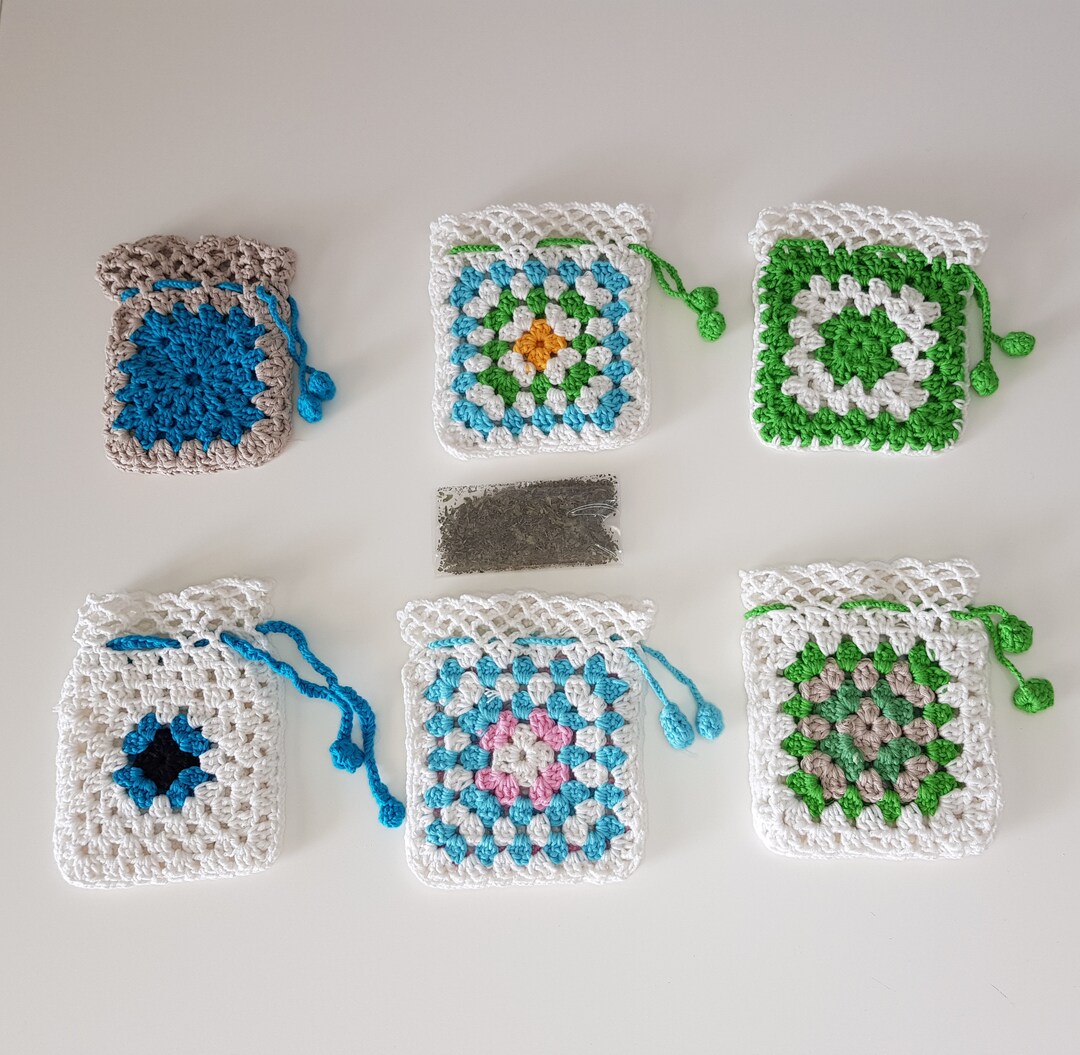 6 Lavender Sachets Crochet Granny Square Lavender Sachets - Etsy
