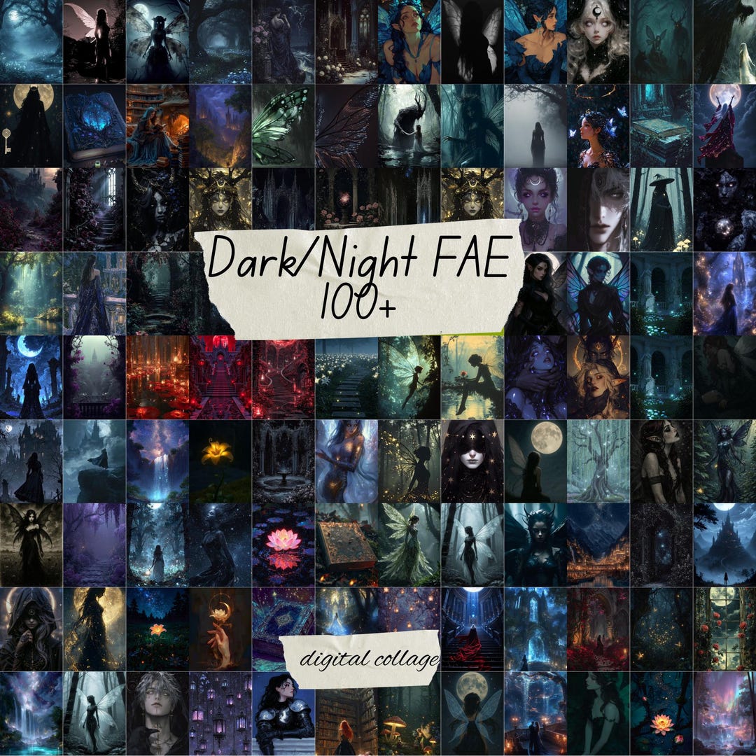 Dark / Night Fae Colage Kit | Instant Digital Download | 100+ Prints ...
