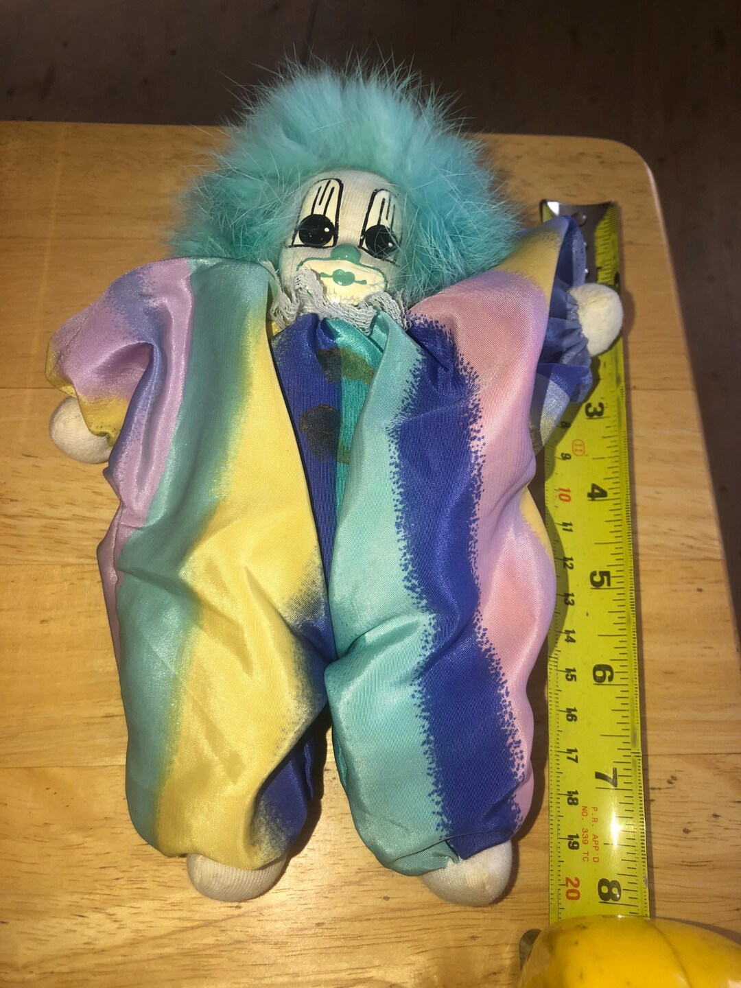 Vintage Q-tee Clown Sand Doll With Soft Teal Blue Hair, Hand Painted ...