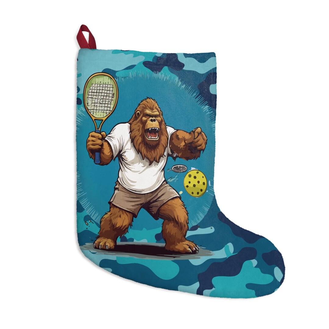 Stocking, Bigfoot Pickleball Christmas With Blue Camo, Holiday Decor ...