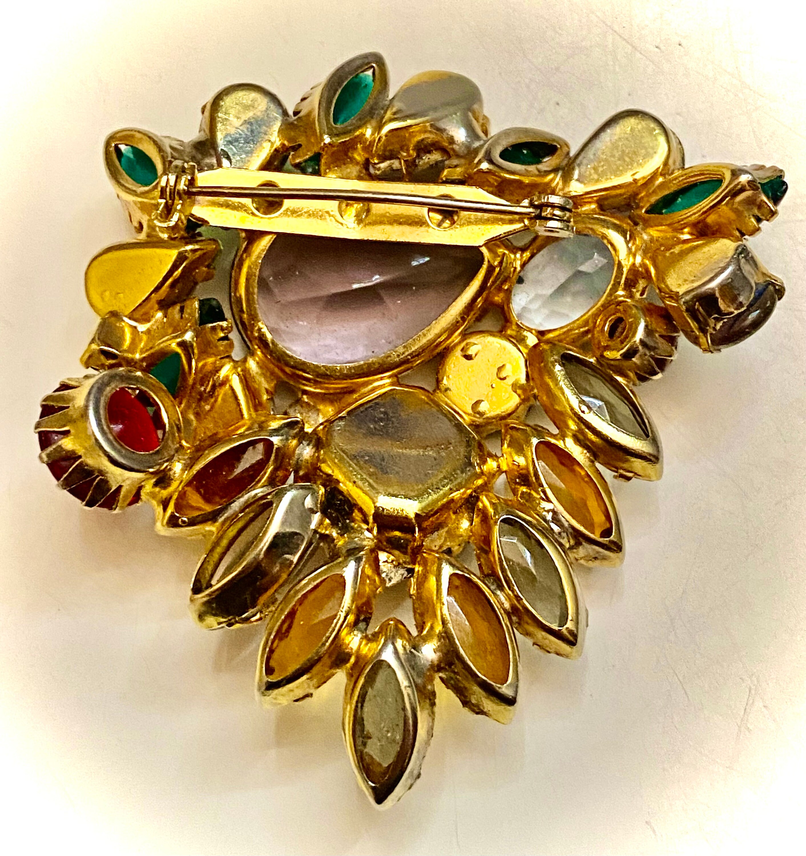 Vintage Runway Statement Fruit Salad Multicolor Rhinestone Flower ...