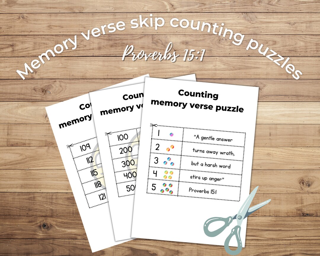 Proverbs 15:1 Memory Verse Skip Counting Puzzles, Bible Verse Craft ...