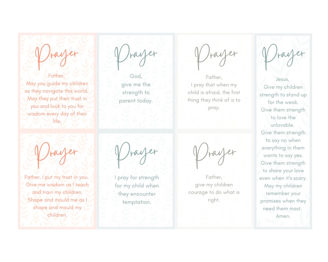 Prayer Prompt Cards, Prayer Prompts for Kids, Sunday School Prayers ...