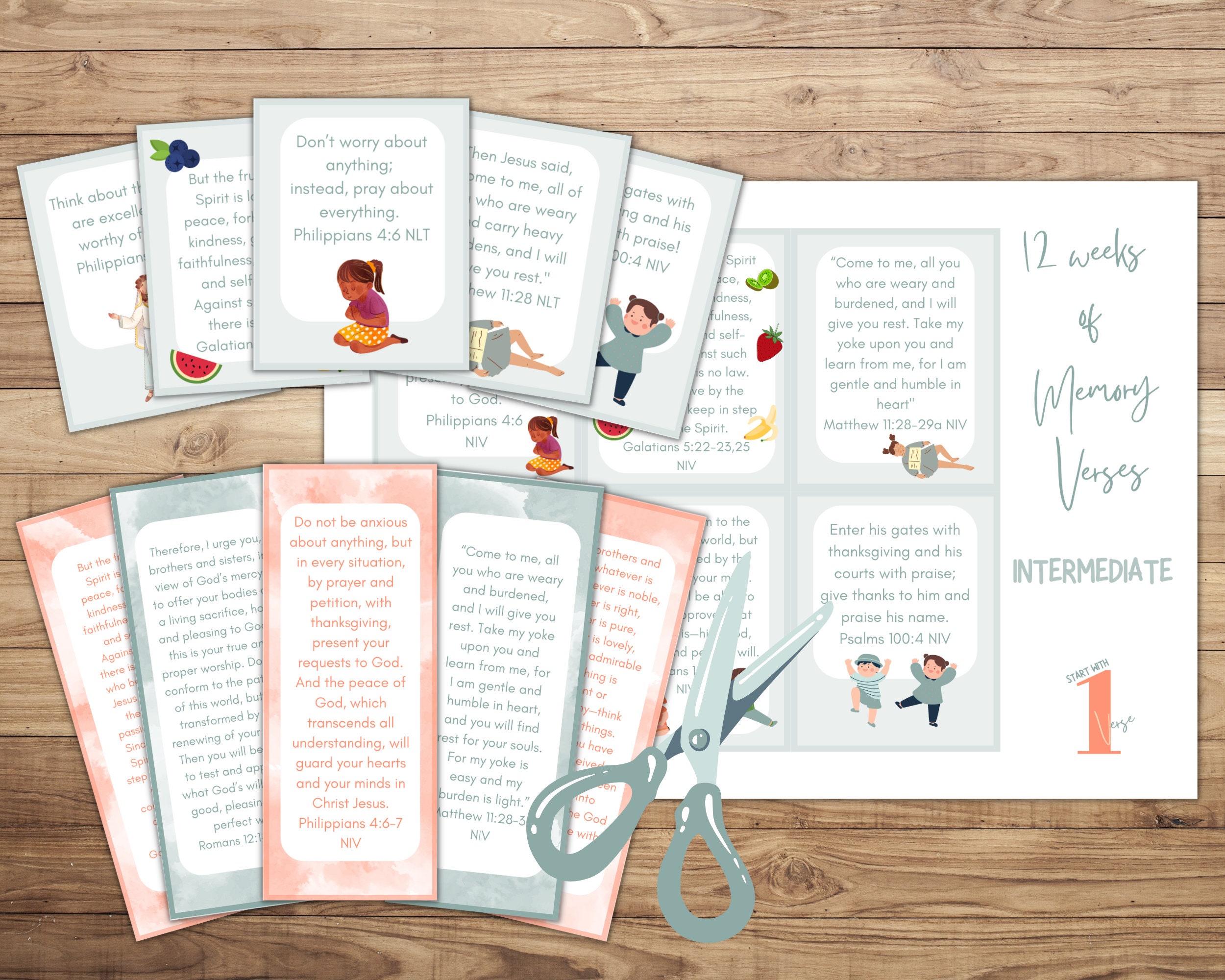 Memory Verse Cards Printable, Kids Scripture Cards, Bible Verse Notes ...