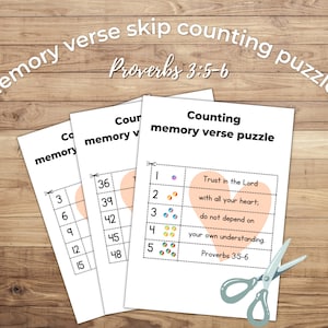 Proverbs 3:5-6 Memory Verse Skip Counting Puzzles, Bible Verse Craft ...