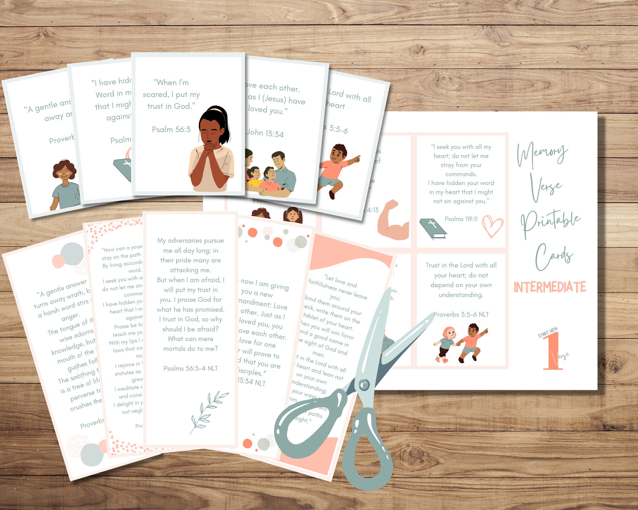 Memory Verse Cards Printable, Kids Scripture Cards, Bible Verse Notes ...