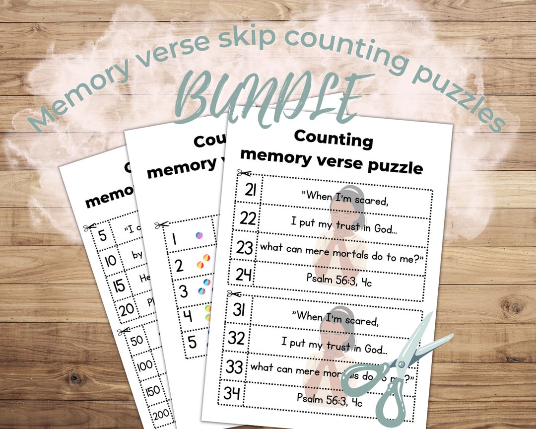 Bundled Memory Verse Skip Counting Puzzles, Bible Verse Craft, Bible ...