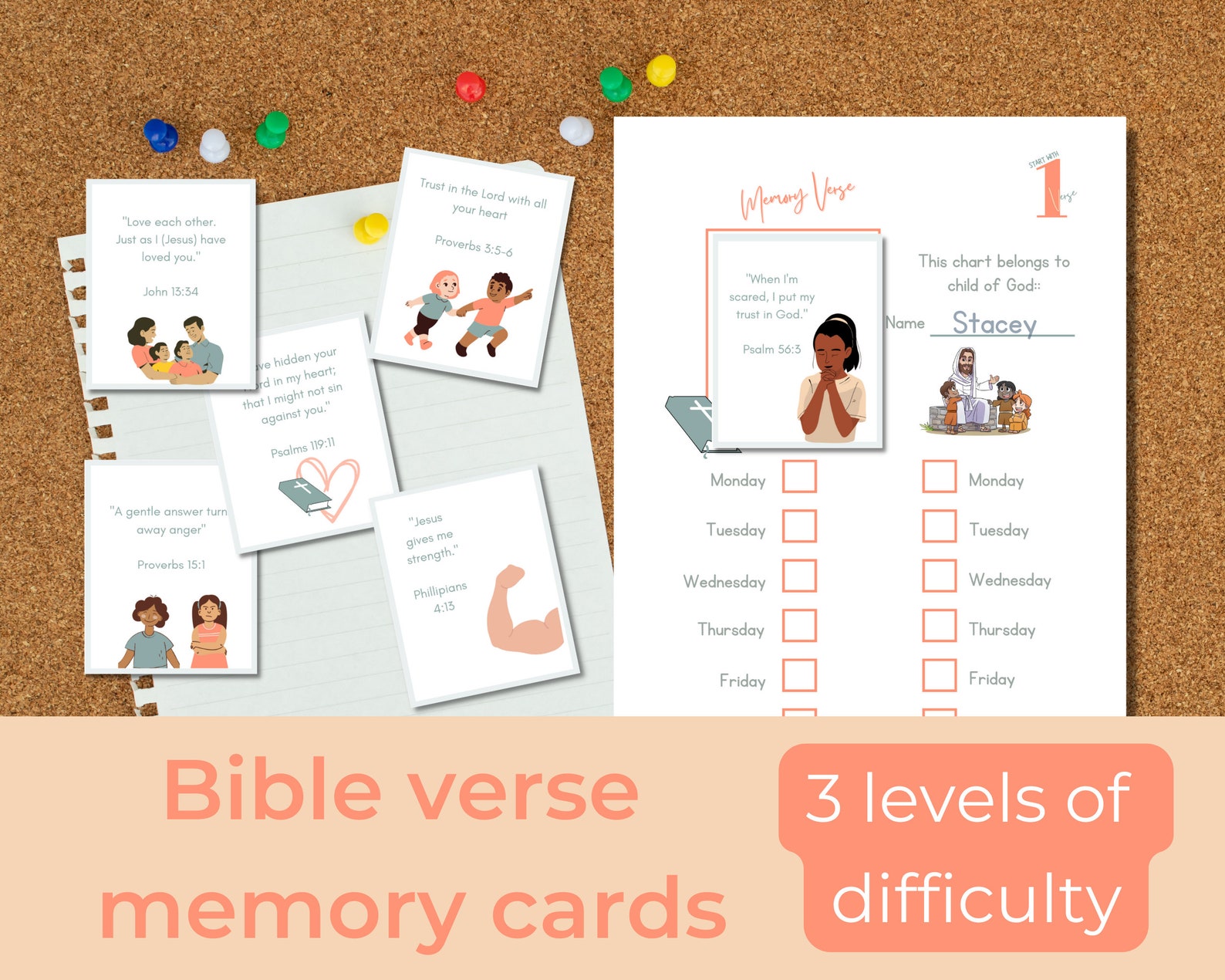 Memory Verse Cards Printable Kids Scripture Cards Bible - Etsy